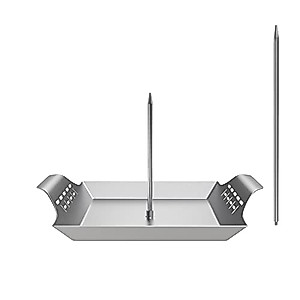 Stainless Steel 10 inch Vertical Skewer for Tacos Al Pastor-Shawarma Stand Skewer for Charcoal Grills or Stove,with 2 Removable Spikes(8.5“/12”)-Universal BBQ Grilling Accessory