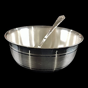 Balaji 999 Pure Silver 5.0 inch Bowl & Spoon Teens/Adults - 5.0-inch Set#01