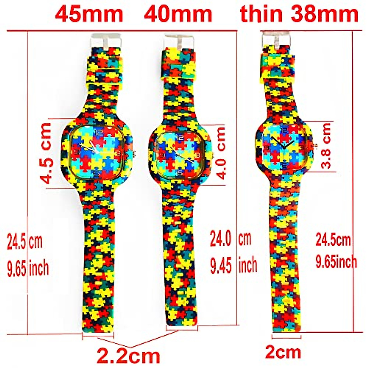 origset Men's Watch Fun Big Dial Casual Silicone Rubber Waterproof Leisure Sports Fashion Popular Unisex Wristwatch 45mm