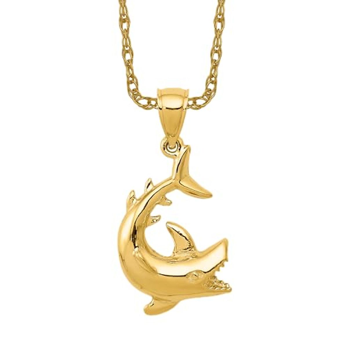IceCarats 14K Yellow Gold Shark Necklace Charm Pendant 27mm x 13mm Only