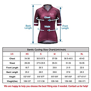 Santic Women’s Cycling Jersey Short Sleeve Bicycle Jacket Bike Shirt Breathable Quick Dry Reflective Biking Tops Andrea B-Wine Red