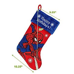 Marvel Spider-Man WondaPop 20" Applique Christmas Stocking, Gift Holder for Stocking Stuffers, Indoor Home Decor and Holiday Decoration, Red