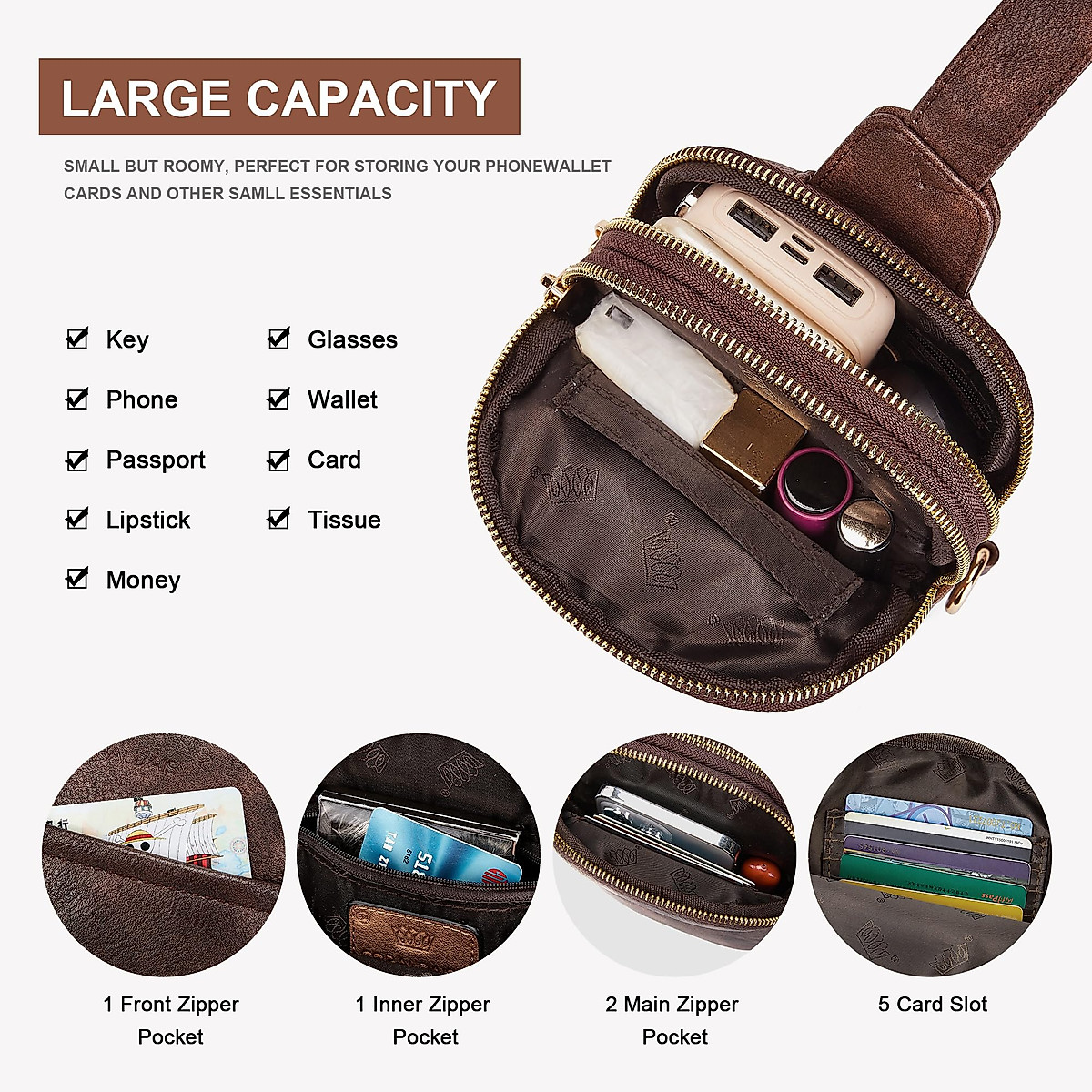 CORALDAISY Crossbody Bags for Women Sling Bag Fanny Packs for Women Crossbody purses Belt Bag for women cross body bag purse Gifts, Coffee