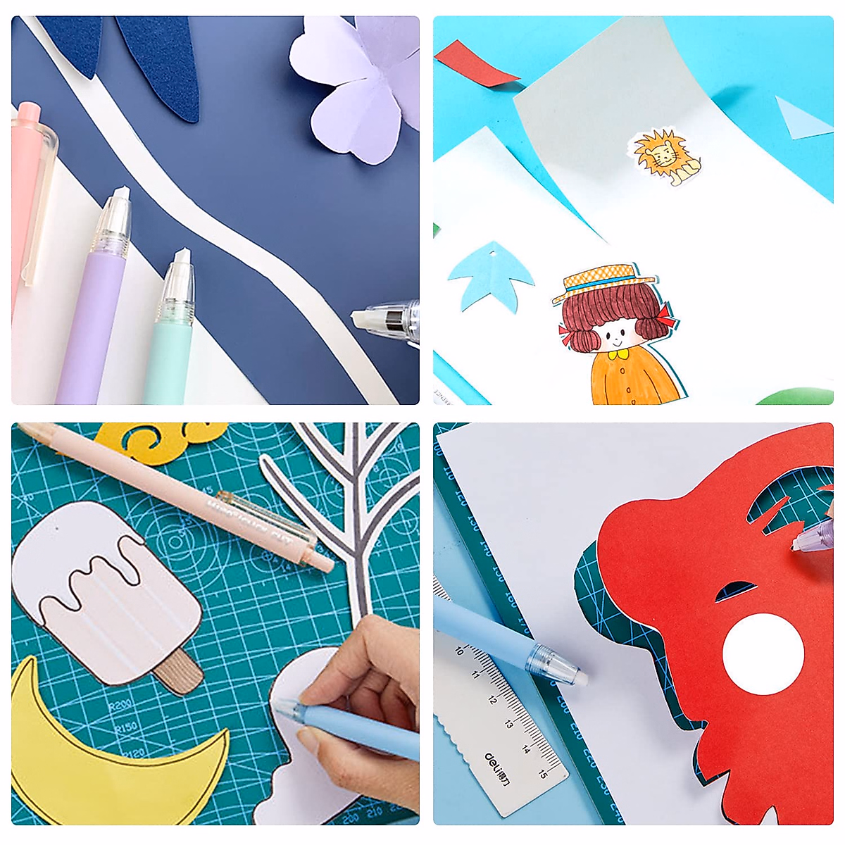 GINCEVHY 4 PCS Morandi Color Retractable Paper Cutter Pen, Craft Art Ceramic Blade, Safety Hobby Knife with Precision Blade for School and Home