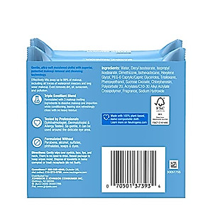 Neutrogena Makeup Remover Cleansing Face Wipes, Daily Cleansing Facial Towelettes Remove Makeup & Waterproof Mascara, Alcohol-Free, 100% Plant-Based Fibers, Value Twin Pack, 25 count, 2 pk