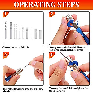 27 Pieces Pin Vise Hand Drills Bits Set Include Pin Vise and Semi-automatic Spiral Hand Drill Rotary Tool with 25 Pieces 0.5-3 mm Micro Twist Drill Bits for Resin Polymer Clay Craft DIY Jewelry Electr
