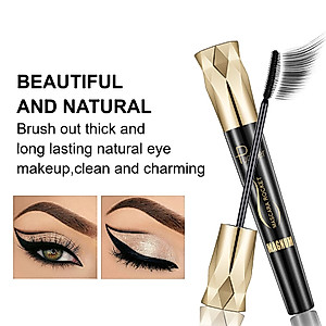 Mascara Black Volume and Length 4D Silk Fiber Lash Mascara Waterproof Mascara Voluminous Eyelashes,Dramatic Extension,Long Lasting Fiber Mascara Liquid Lash Extensions Mascara