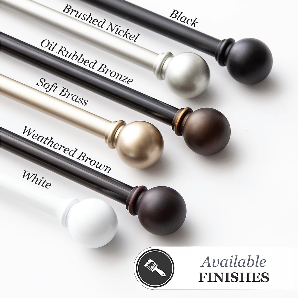 Kenney Chelsea 5/8" Standard Decorative Window Curtain Rod, 48-86", Black