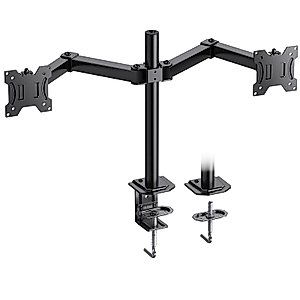 HUANUO Dual Monitor Mount for 2 Monitors up to 30 inches, Heavy Duty Dual Monitor Stand Holds up to 22 lbs, Dual Monitor Arm with Height Adjustable Tilt Swive Rotate, VESA Hole 75mm or 100mm