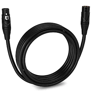 LyxPro 15 Feet XLR Microphone Cable Balanced Male to Female 3 Pin Mic Cord for Powered Speakers Audio Interface Professional Pro Audio Performance and Recording Devices - Black