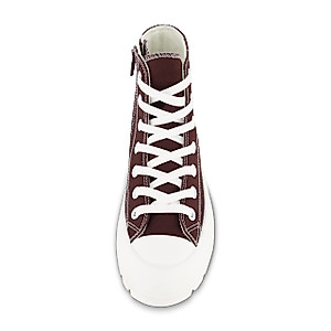 CUSHIONAIRE Women's Vespa high top Canvas Sneaker +Memory Foam and Side Zipper, Chocolate 8