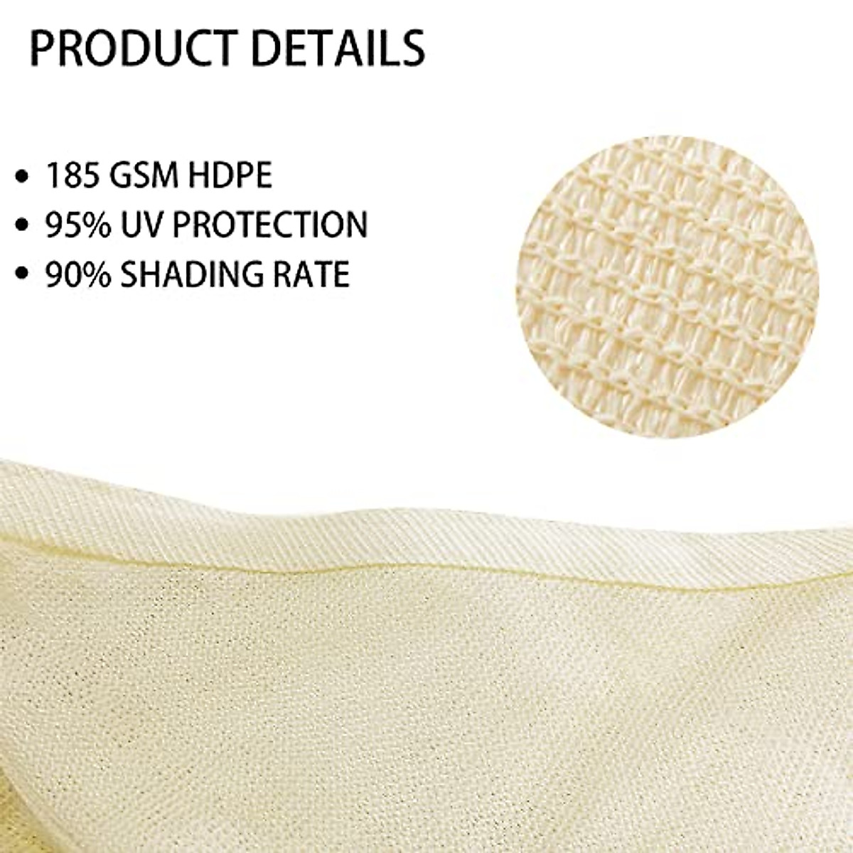 Dafoecheer Sun Shade Sail 12' x 16'Rectangle UV Block Canopy for Patio Garden Backyard Lawn and Outdoor Activities, Cream