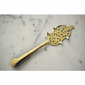 Wormwood Leaf Absinthe Spoon, Gold-Plated and 10 Sugar Cubes (5 packets) by Bonnecaze