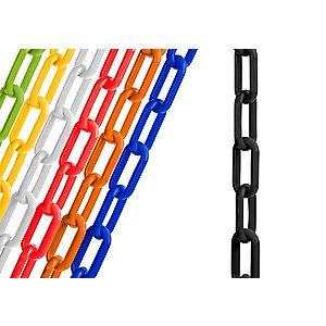US Weight (Made in USA) 2" x 100' Black Plastic Safety Chain ft. SunShield UV Resistant Technology
