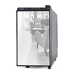 BLACK+DECKER Wine Cooler 8 Bottle, Wine Fridge Thermoelectric with Mirrored Front, Freestanding Wine Cooler Refrigerator & LED Display, BD60326