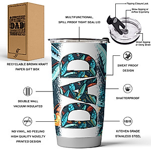 Fancyfams - Fishing Gifts For Dad - 20oz Stainless Steel Tumbler, Fathers Day Gift, Birthday, Dad Gifts From Daughter, Son, Dad Tumbler, 30th, 40th, 50th, 60th (Fisherman Dad)
