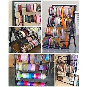 Scpantkend Crafts Ribbon Holder Organizer Rack Tabletop Rack Stand for Storage Ribbon Roll, Modern Small Metal Embroidery Thread Organizer Holder with Removable Bar for Florist/Dessert Shop