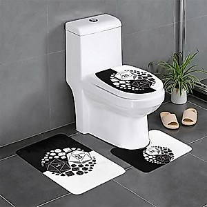 Dungeons and Dragons Yin Yang Bathroom Rugs Carpet Toilet U-Shaped Mat Set Non-Slip Cover Floor Bath Decorate