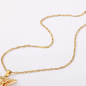 VAttract Butterfly Pendant Necklace Women Choker 18k Gold Plated Chain Jewelry for better hoping in the future 18 Inch as a gift for wife girlfriend (Gold)