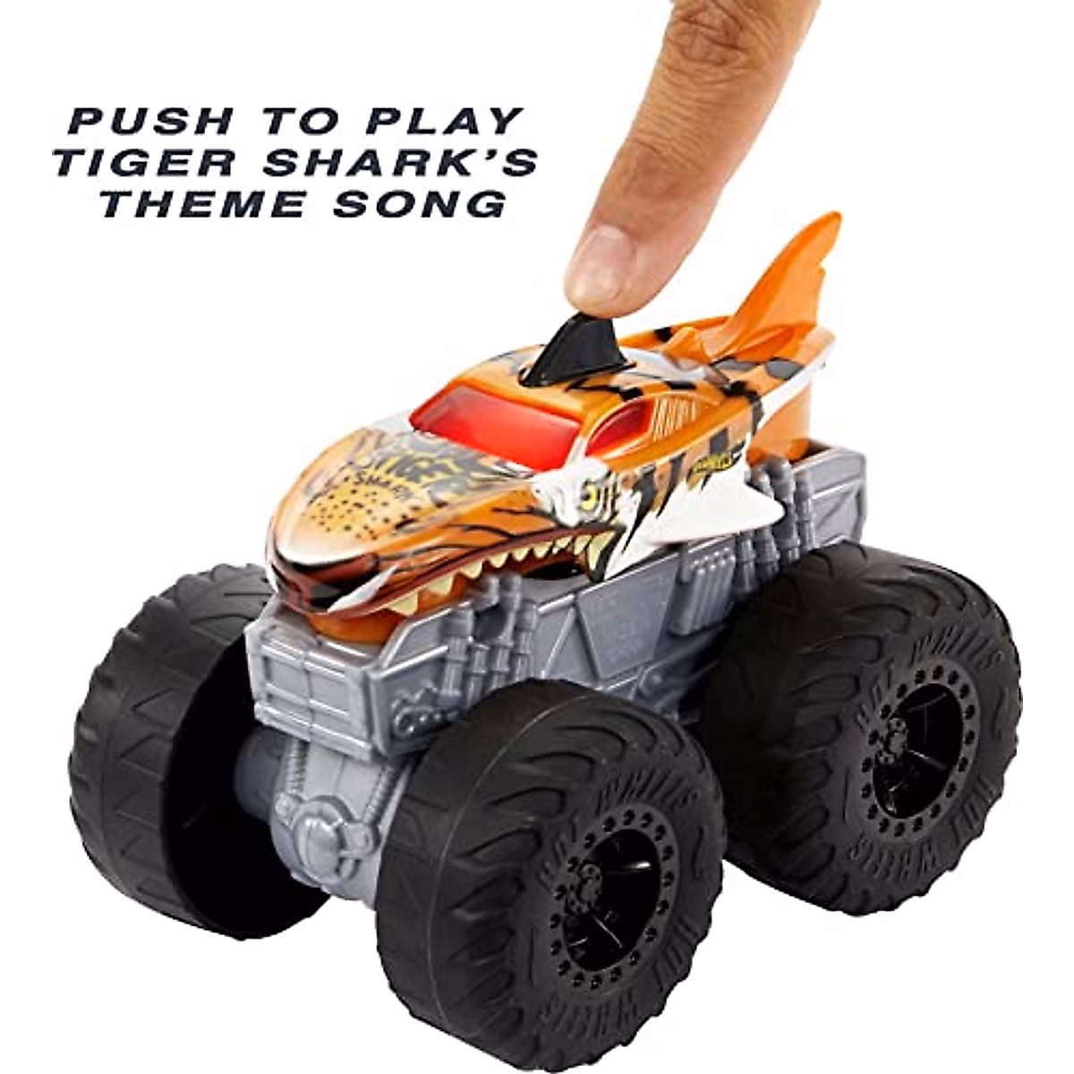 Hot Wheels Monster Trucks Roarin’ Wreckers, 1 1:43 Scale Truck with Lights & Sounds, Plays Truck's Theme Song, Toy for Kids 3 Years Old & Older