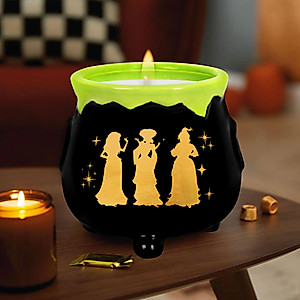 DAZONGE Halloween Decorations Indoor, 12oz Witch Cauldron Candle for Halloween Decor, Ceramic Cauldron Halloween Decorations, Gardenia Scented Cauldron Candle for Home