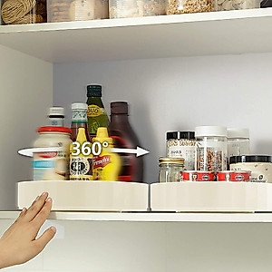 Lazy Susan Cabinet Organizer 10 Inch,Non-Skid Kitchen Island Turntable,Countertop Bathroom Kitchen Under-Sink Organizer Bins for Counter Spice Rack Storage 1 Pack (White)