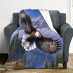Bald Eagle Blanket American Eagle Decor Throw Blanket Bald Eagle Blanket Gifts for Men Super Warm Soft Plush Lightweight Fleece Flannel Blanket Winter Couch Bedding Blanket for Kids Adults 40"x50"