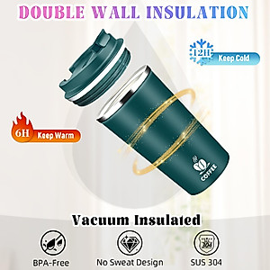 17oz Insulated Travel Coffee Mug with Flip Lid – Leakproof Stainless Steel Insulated Coffee Tumblers, Portable Thermos Cup for Hot & Cold Drinks, Perfect for Camping & On-the-Go