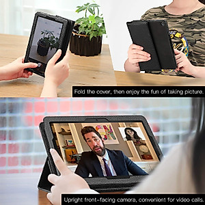 Fintie Case for All-New Amazon Fire HD 8 and Fire HD 8 Plus Tablet (10th Generation, 2020 Release) - [Flex Stand] Premium Vegan Leather Multi-Angle Folio Cover with Auto Sleep Wake, Shades of Blue