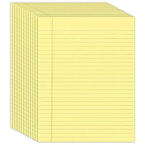 Office Depot Glue-Top Writing Pads, 8 1/2in. x 11in., Legal Ruled, 50 Sheets, Canary, Pack Of 12 Pads, 99412