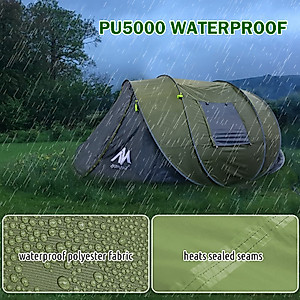 6 Person Pop Up Tents for Camping - AYAMAYA Waterproof Instant Tent Upgraded 2 Doors with Vestibule & Porch, Double Layer Large Size Family Easy Tent Automatic Setup for 4-6 People Camping Hiking