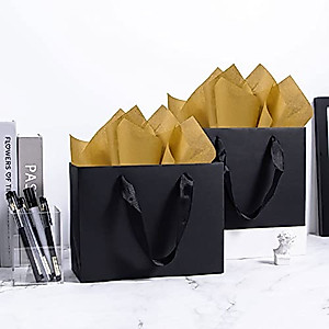 Katfort Black Gift Bags 36 Pack, 9''×4''×7'' Black Retail Bags for Small Business, Reusable Kraft Black Paper Bags with Handles Bulk for Shopping, Wedding, Party, Gift, Retail