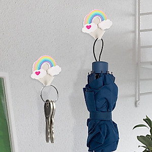Cabilock 6pcs Cloud Rainbow Hook Heavy Duty Hooks Hat Hooks Coat Hooks Heavy Duty Storage Hooks Hanging Hook for Wall Heavy Duty Wall Hooks Backpack PVC Decorative Wall Key Office