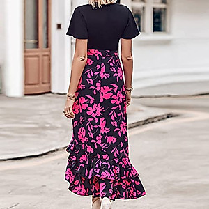 Women's Summer Tunic Maxi Dress Casual Long Dress Flowy Party Beach Fall Long Dress Trendy Side Spilt Crop Midi Dresses