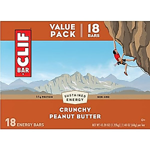 Clif Bar - Crunchy Peanut Butter - Made with Organic Oats - 11g Protein - Non-GMO - Plant Based - Energy Bars - 2.4 oz. (18 Pack)