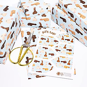 CENTRAL 23 Bridal Shower Wrapping Paper - Funny Wrapping Paper for Women Men Gay - 6 Sheets of Rude Gift Wrap for Friends - Anniversary Wrapping Paper - Recyclable