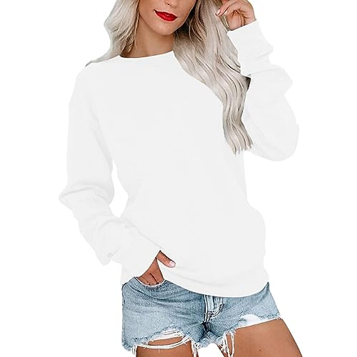 Womens Tops Sweatshirts Crew Neck Loose Fit Long Sleeve Tie Dye Solid Gradient Color Tee Shirts Blouses for Women Fashion 2023 Fall Plus Size,Light Gray,XL Sexy