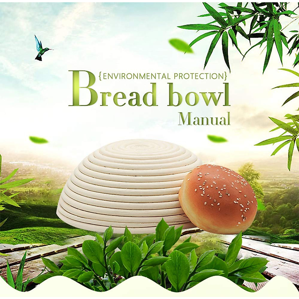 12 Inch Banneton Bread Proofing Basket Set - French Style Artisan Sourdough Bread Bakery Basket Brotform Cloth Liner Included - 100% natural rattan