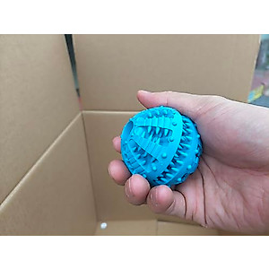 MMSGA 2 Pcs Dog Toy Teeth Ball,Dog Puzzle Toy,Treat Dispensing Dog Toys,Non Toxic Tear Resistant Natural Rubber Toy Ball for Pet Teeth Cleaning/Chewing/Playing/Training (Blue+Blue, 2.36in)