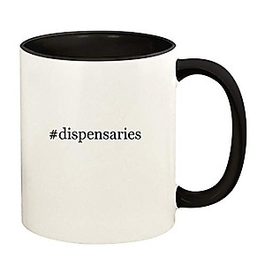Knick Knack Gifts #dispensaries - 11oz Hashtag Ceramic Colored Handle and Inside Coffee Mug Cup, Black