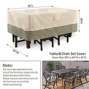 COSFLY Patio Furniture Covers Waterproof for Table and Chairs, Outdoor Table Cover Rectangular - Fits up to 90 x 64 x 28 inches (L x W x H)
