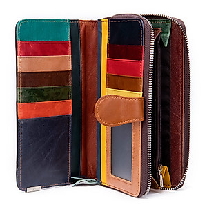 MASIWEI Women's Elegant Wallet RFID Blocking Phone Clutch Wallets Large Capacity Credit Card Holder Multicolor and Zip Around