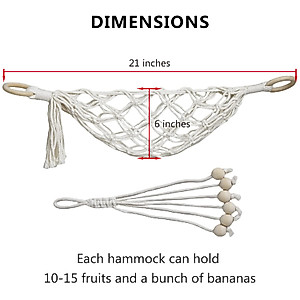 Evbopa Fruit Hammock Under Cabinet for Kitchen Macrame Haning Fruit Basket for Veggies Space Saving in Kitchen, Boat or RV
