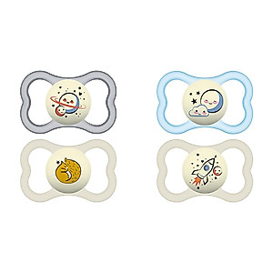 MAM Supreme Night Baby Pacifier, for Sensitive Skin, Patented Nipple, 2 Pack, 16+ Months, Unisex,2 Count (Pack of 1)