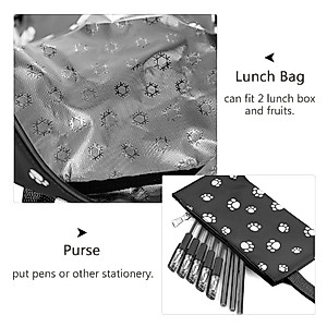 Goldwheat 3Pcs Dog Paw Prints Backpack and Lunch-Bag Set for Girls School Student Book Bag Middle School-Bag