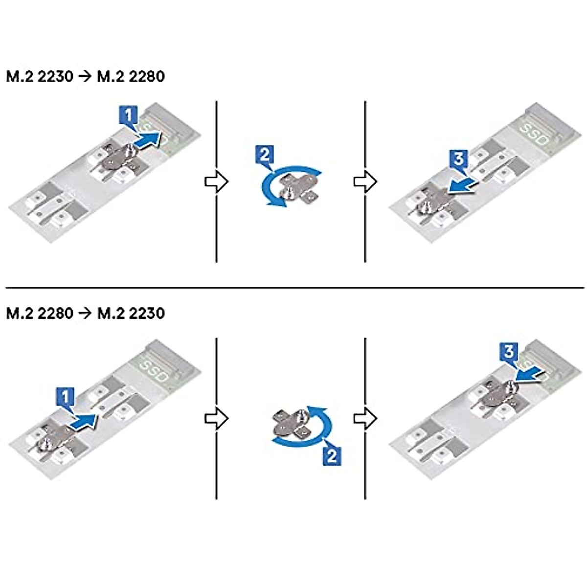 M.2 2230 2280 SSD Hard Drive Mounting Support Bracket for Dell G15 5510 5511 5515 & G15 5520 5521 5525 Series Game Laptop P/N: X8MY9 0X8MY9