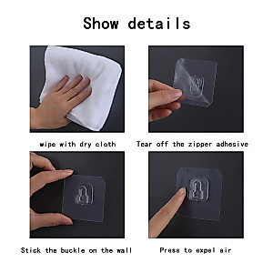 Strong Traceless Hook Multi-Functional Buckle Hook Wall Hook for Hanging Heavy Duty Waterproof and Oil Proof Household Decoration Buckle Double-Sided Adhesive Hook (12 Sets)