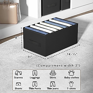 DonYeco 3-Pack Wardrobe Clothes Organizer 7 Grids Pants Organizer for Closet Foldable Closet Organizers and Storage for Jeans Shirts Pants, Black