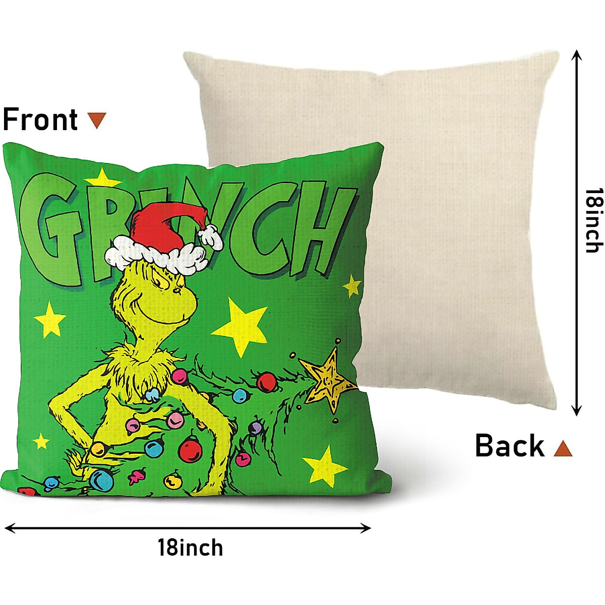 Merry Christmas Throw Pillow Covers 18 x 18 Inches Merry Girnchmas Buffalo Plaid Pillowcase Happy New Year Farmhouse Pillow Case Xmas Decoration for Living Room Sofa Bed Home Set of 4 (Christmas-03)