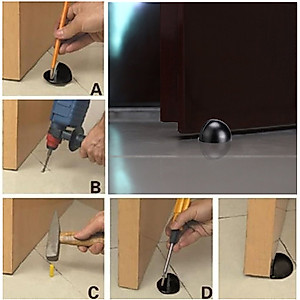 Sumnacon Floor Door Stopper, Stainless Steel Door Stopper with Rubber Bumper-Contemporary Safety Floor Mounted Doorstop with Hardware Screws, Heavy Duty Home Commercial Floor Door Stop (5 Pcs Black)